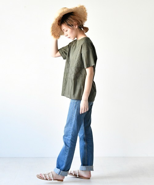 LUPILIEN（ルピリアン）の「シフリー刺繍 パッチワーク5分袖ブラウス（シャツ/ブラウス）」 - WEAR