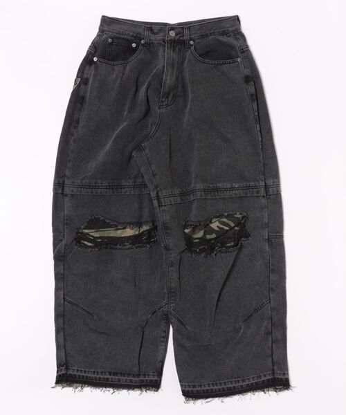 NOT4NERD/ノットフォーナード/Camo Patch Work Layered Denim Pants