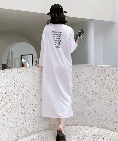 ALTROSE（アルトローズ）の「ロゴプリント ワンピース YESカットソー（Tシャツ/カットソー）」 - WEAR