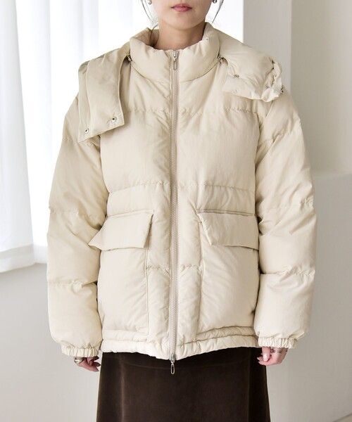 セール】quaranciel: フーディー & ハイネック 2way ショート ダウン