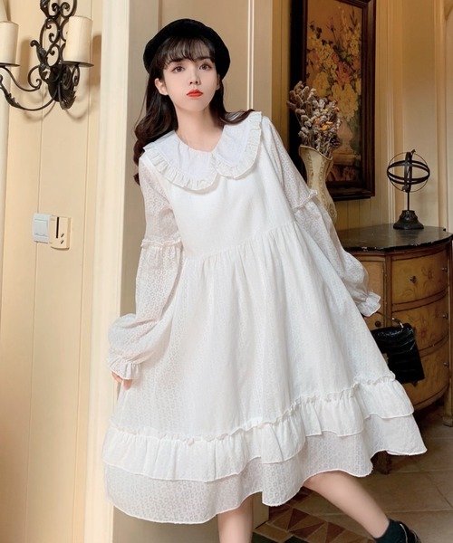 Mayree（メイリー）の「Mayree/ドールカラー長袖ホワイトフリルワンピース 2022SS（ワンピース）」 - WEAR