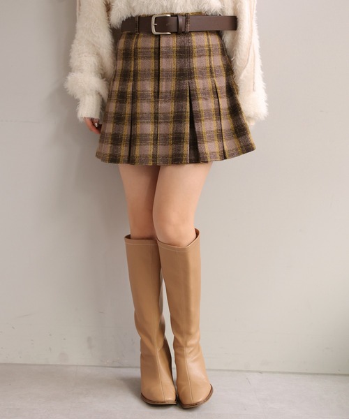 one after another NICE CLAUP（ワンアフターアナザーナイスクラップ）の「ベルト付きボックスプリーツスカート（スカート ...