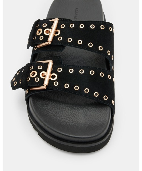 KHAI TWO STRAP LEATHER EYELET SANDALS | KHAI ツー ストラップ レザー アイレット サンダル ...