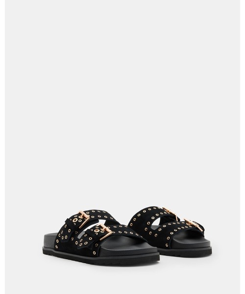 KHAI TWO STRAP LEATHER EYELET SANDALS | KHAI ツー ストラップ レザー アイレット サンダル ...