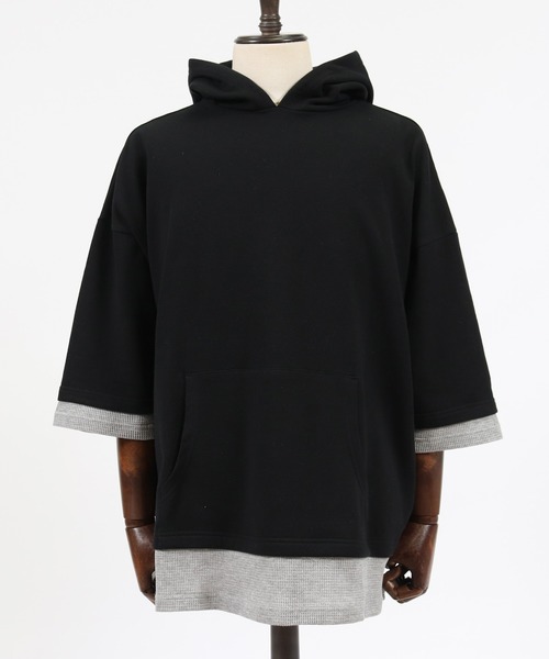 ANGENEHM（アンゲネーム）の「mpa2233-URAKE Fake Layered Over Size Half Sleeve Parka パーカー (MADE IN JAPAN ...