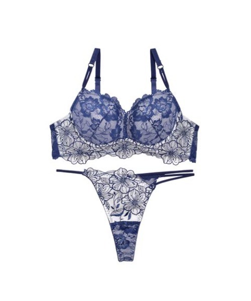 Reinest（レイネスト）の「[Reinest]セクシー レース 花柄 ブラジャー & バック透け Tバック ショーツ セット（ブラ&ショーツ）」 - WEAR