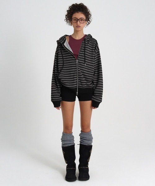 BLACKUP（ブラックアップ）の「[B-BASIC] ストライプジップアップフーディー（パーカー）」 - WEAR