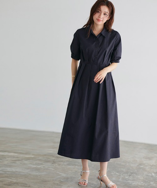 【セール】パフスリーブシャツワンピース（シャツワンピース）｜Pierrot（ピエロ）のファッション通販 - ZOZOTOWN