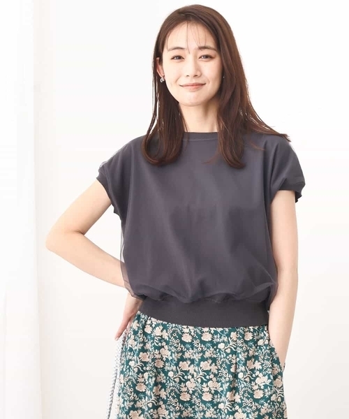 MK MICHEL KLEIN（エムケーミッシェルクラン）の「チュールデザインコンパクトニット/接触冷感/洗える（ニット/セーター）」 - WEAR