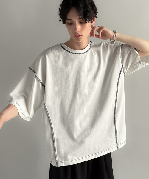 【セール】【Classical Origin】「1枚でも羽織でも。」インサイドアウト仕様2wayダブルジップTシャツ／Inside-Out Oversized Double-Zip 2way ...
