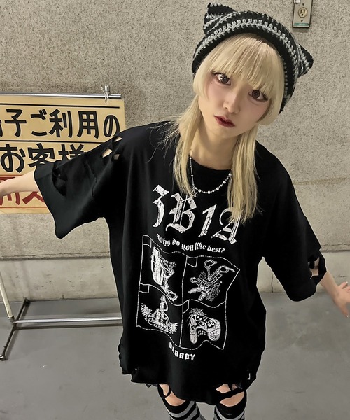 【DARRDY/ダーディー】3B1Aプリント 半袖ダメージオーバーサイズTシャツ（Tシャツ/カットソー）｜DARRDY（ダーディー）の ...