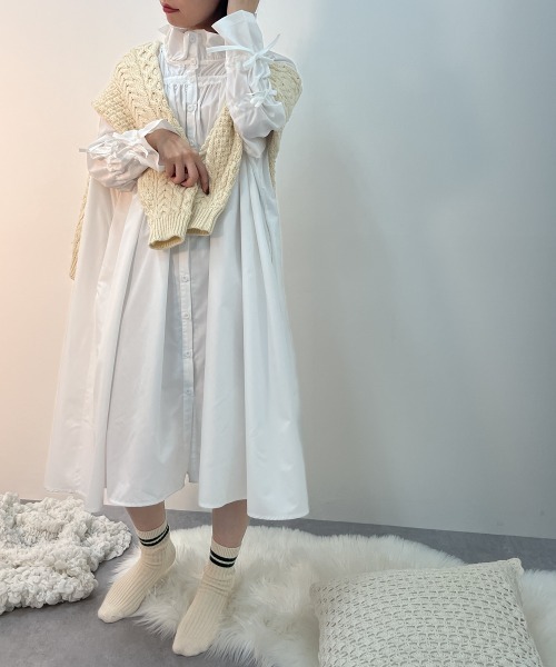 【セール】ネグリジェ風リボン袖ルームワンピース（ルームウェア/パジャマ）｜QFORON（キュフォロン）のファッション通販 - ZOZOTOWN