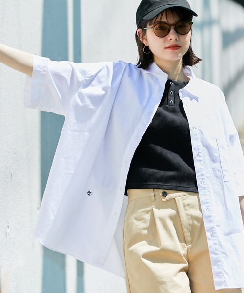 【セール】ワンポイント刺繍入りオーバーサイズハーフスリーブシャツ（シャツ/ブラウス）｜ROPE' PICNIC（ロペピクニック）のファッション ...