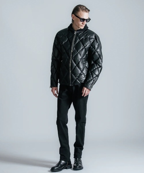 CRIMIE/クライミー/DIAMOND QUILT LAMB LEATHER DOWN JACKET/ダイヤ柄