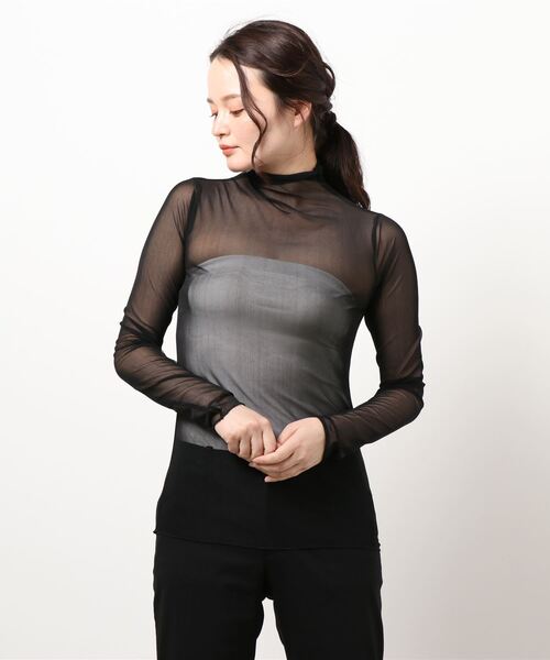 SVEC（シュベック）の「【SVEC / シュベック】シースルー ハイネック メロウ トップス 長袖（Tシャツ/カットソー）」 - WEAR