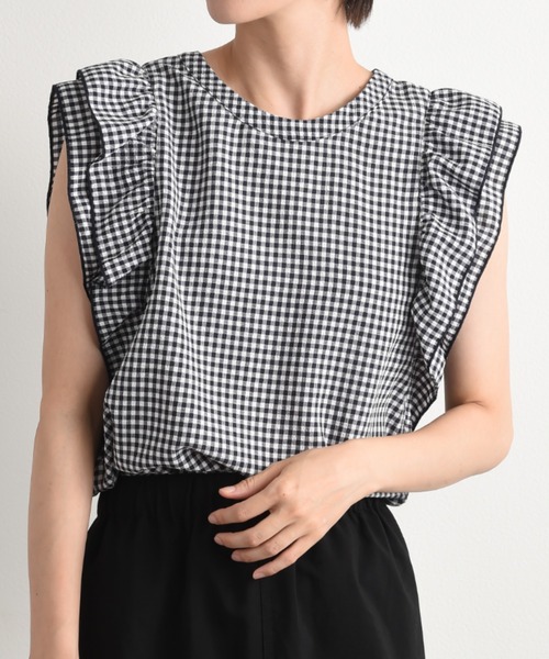 INTERPLANET（インタープラネット）の「ワッシャーギンガムチェック前後2WAYパールブラウス（シャツ/ブラウス）」 - WEAR