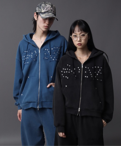 SEQUENZ（シークエンズ）の「【SEQUENZ（シークエンズ）】APPLIQUE STUDS FADE ZIP P/K（パーカー）」 - WEAR