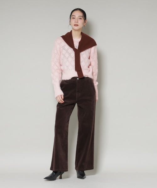 セール】ヘアリー透かしダイヤ柄ニットプルオーバー（ニット/セーター