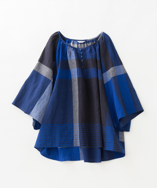 nop de nod（ノップドゥノッド）の「コットンリネンパネルチェックスモックブラウス（シャツ/ブラウス）」 - WEAR