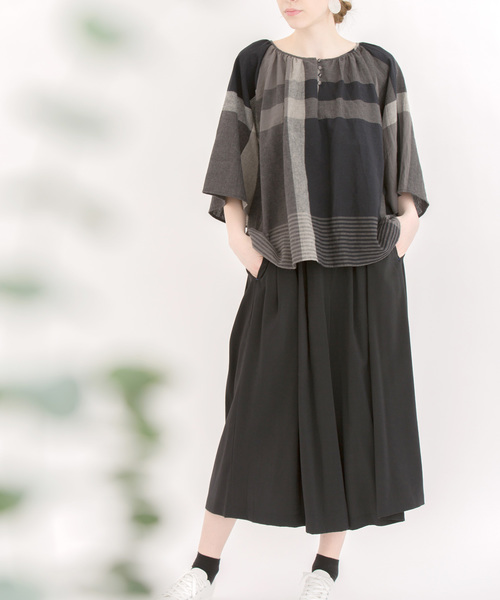 nop de nod（ノップドゥノッド）の「コットンリネンパネルチェックスモックブラウス（シャツ/ブラウス）」 - WEAR