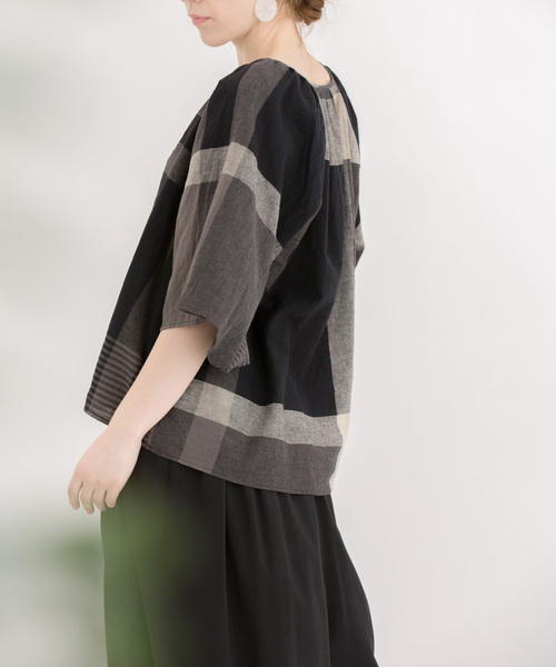 nop de nod（ノップドゥノッド）の「コットンリネンパネルチェックスモックブラウス（シャツ/ブラウス）」 - WEAR