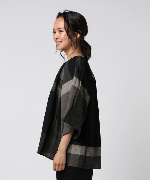 nop de nod（ノップドゥノッド）の「コットンリネンパネルチェックスモックブラウス（シャツ/ブラウス）」 - WEAR