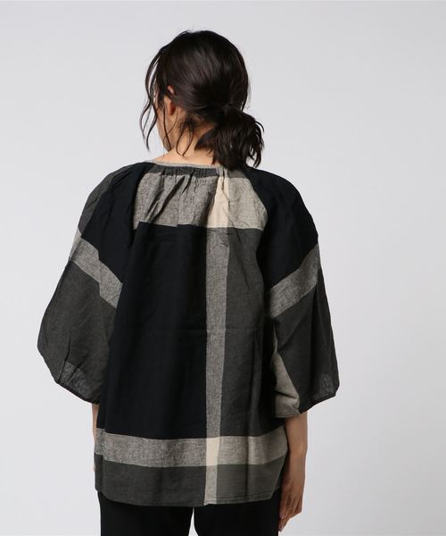 nop de nod（ノップドゥノッド）の「コットンリネンパネルチェックスモックブラウス（シャツ/ブラウス）」 - WEAR
