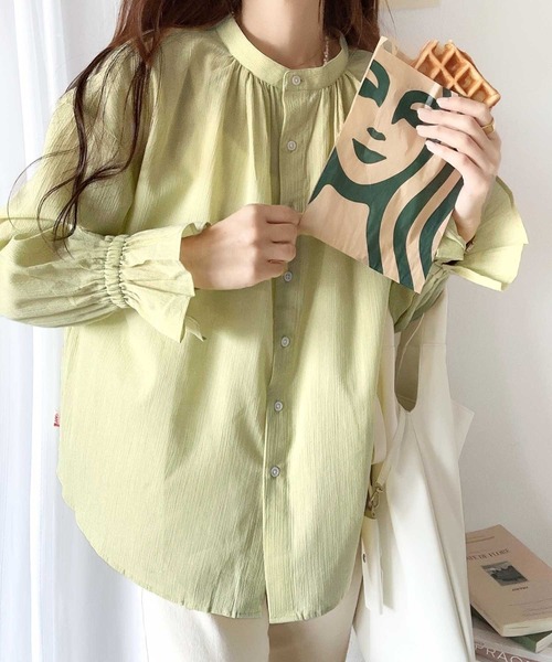 Java（ジャバ）の「《JaVa ジャバコラボ》大人の愛らしさ。コットン100%2wayバンドカラー楊柳ガーゼシャツ（シャツ/ブラウス）」 - WEAR