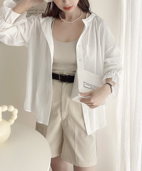 Java（ジャバ）の「《JaVa ジャバコラボ》大人の愛らしさ。コットン100%2wayバンドカラー楊柳ガーゼシャツ（シャツ/ブラウス）」 - WEAR