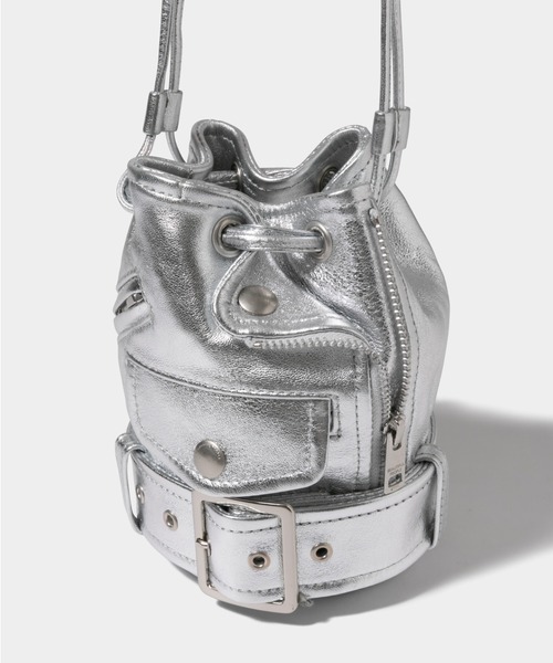 beautiful people（ビューティフルピープル）の「riders mini drawstring bag silver（ショルダーバッグ）」 - WEAR