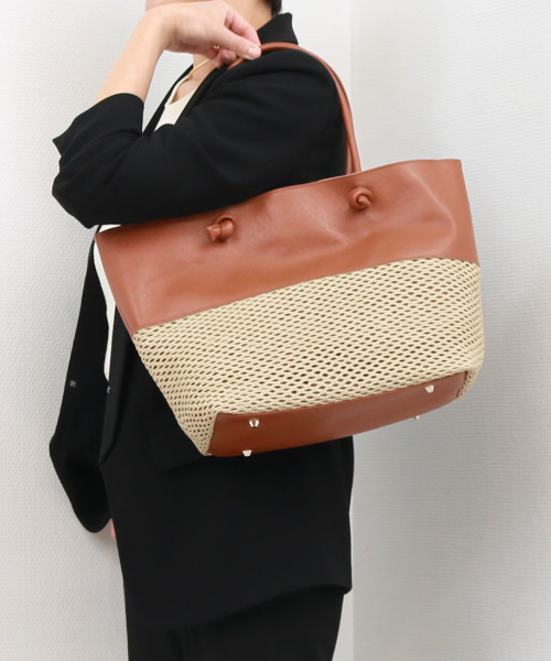 ペルケ perche / エステルメッシュ・牛革付属トート（トートバッグ