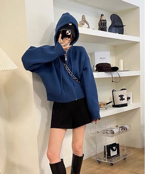 SETUP7（セットアップセブン）の「【SETUP7】フード付きリラックスニットジップアップパーカー KNF151（パーカー）」 - WEAR