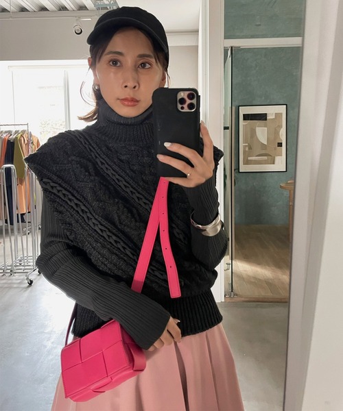 AMERI（アメリ）の「LAYERED SLANT CABLE KNIT SET（ニット/セーター）」 - WEAR