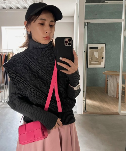 AMERI（アメリ）の「LAYERED SLANT CABLE KNIT SET（ニット/セーター）」 - WEAR