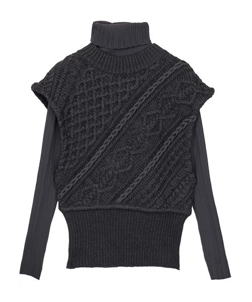 AMERI（アメリ）の「LAYERED SLANT CABLE KNIT SET（ニット/セーター）」 - WEAR