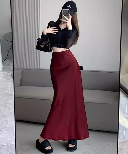 M2SUQARED（エムツースクエア）の「【M2SUQARED/エムツースクエア】サテンマーメイドマキシスカート（スカート）」 - WEAR