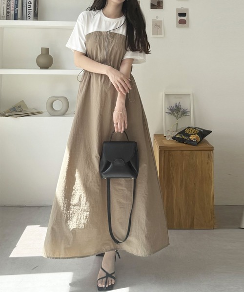 GeeRA（ジーラ）の「【S-XL展開】ハーフジップビスチェドッキングワンピース（ワンピース）」 - WEAR