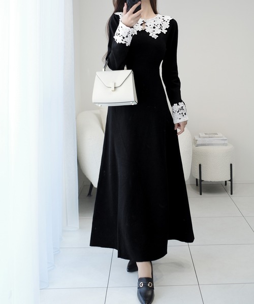 セール】【mily bilet】華やかさと上品さを纏う。パール使いレース