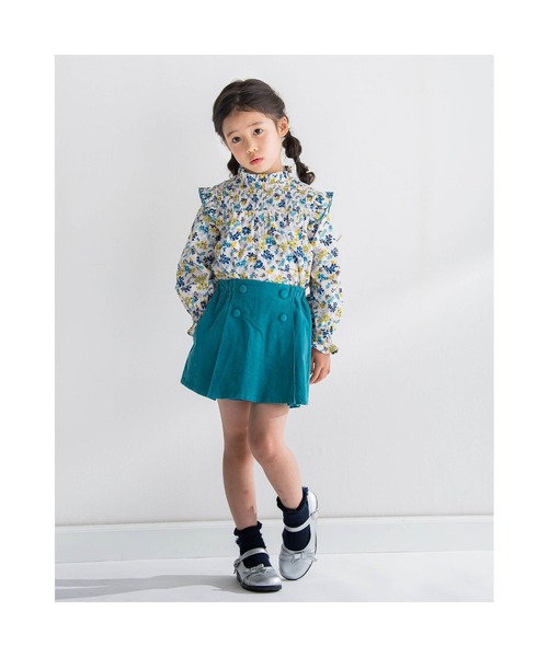 BeBe（ベベ）の「BeBe/コットン シャツコール くるみボタン キュロット パンツ (90~150cm)（その他パンツ）」 - WEAR