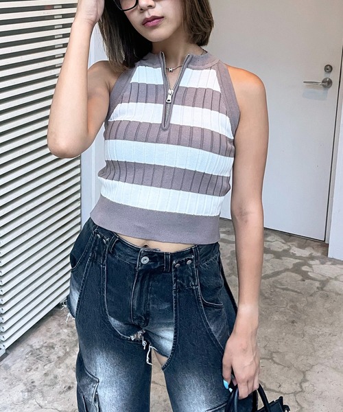 SPIRALGIRL（スパイラルガール）の「ハーフZIPアメスリニットトップス（ニット/セーター）」 - WEAR