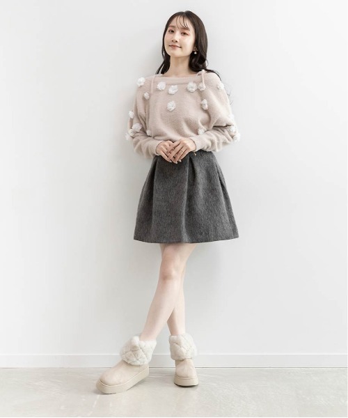 セール】フラワーモチーフシャギーニットトップス（ニット/セーター