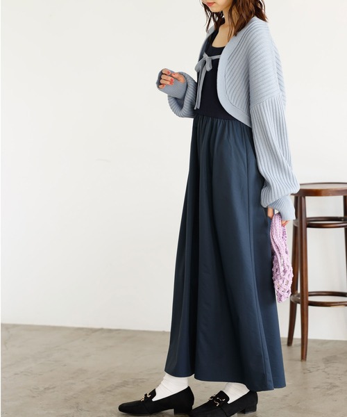 セール】ニットボレロ＆ドッキングワンピースセット（ワンピース