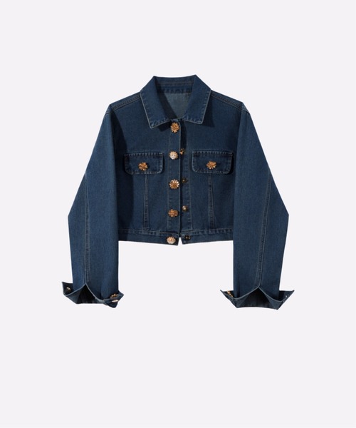 Exquisite Floral Snap Button Denim Jacket（デニムジャケット）｜les fees love ...
