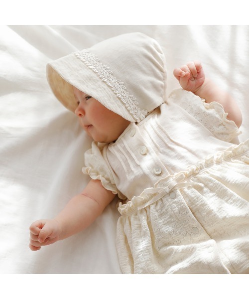 Hoppetta（ホッペッタ）の「Hoppetta flower ジャガードボンネット アイボリー 42-44cm（その他ベビーウェア）」 - WEAR