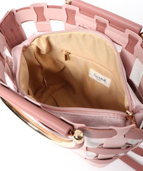 SAC（サック）の「金手 配色 編み込みビニールバッグ SAC unit（ハンドバッグ）」 - WEAR
