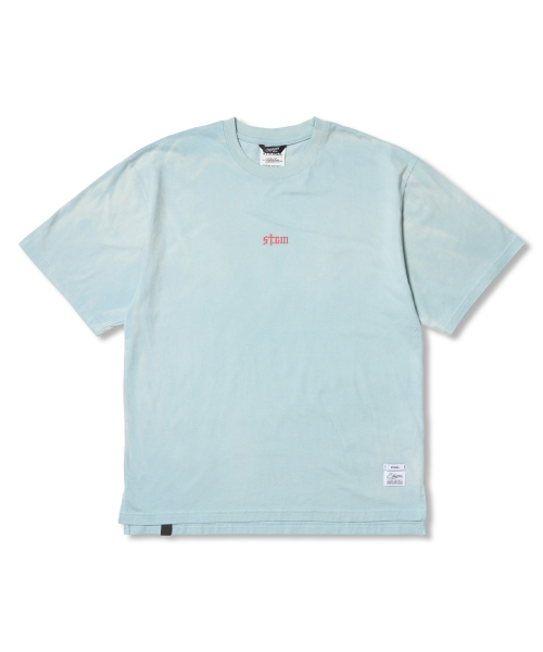 STGM Logo Vintage-Like Washed Oversized Short Sleeves T-Shirts Sky Blue ...