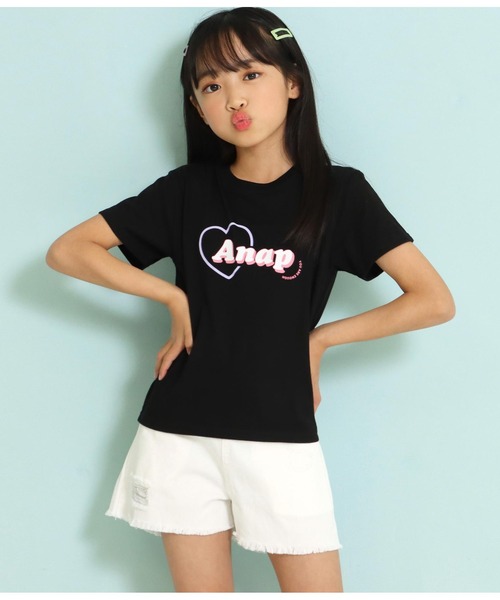 ANAP kids（アナップキッズ）の「ハートANAPロゴTシャツ（Tシャツ/カットソー）」 - WEAR