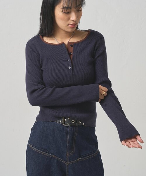 【セール】RINGER HENLEY NECK KNIT（ニット/セーター）｜WHO'S WHO gallery（フーズフーギャラリー）の ...