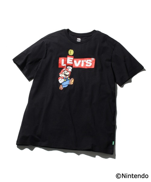 Levi's（リーバイス）の「LEVI’S(R) X SUPER MARIO(TM) グラフィッククルーネックTシャツ MARIO BOXTAB BING MINERAL BLACK（Tシャツ ...