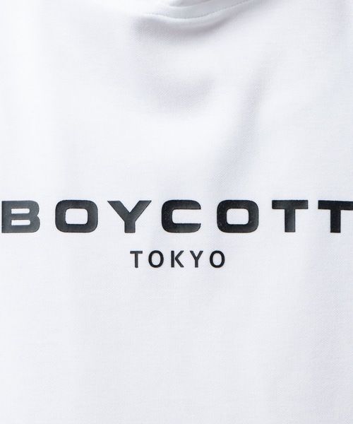 BOYCOTT（ボイコット）の「【BOYCOTT/ボイコット】ボックスシルエットフロントロゴプリント半袖プルオーバーフーディ（パーカー ...